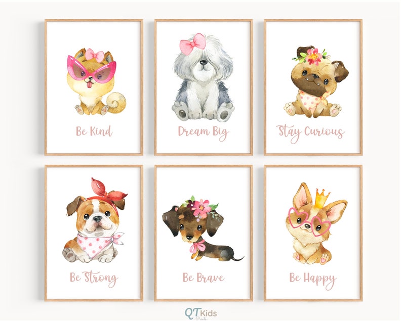 Fun Puppies Prints Girl Playroom Printable Wall Art - Etsy