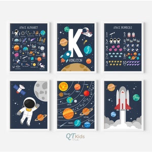 Personalized Space Prints, Outer Space Alphabet Numbers, Boy Room ...