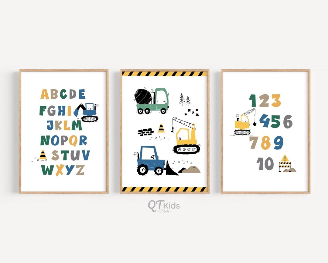 Construction Alphabet Number Posters, Construction Vehicles ABC Number ...