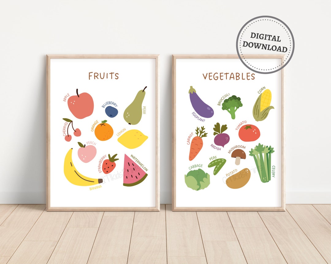Fruits Vegetables Educational Prints, Classroom Printable, Learning ...
