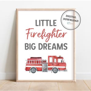 Fire Trucks Nursery Print, Firefighter Fire Engine Kids Room Wall Art ...