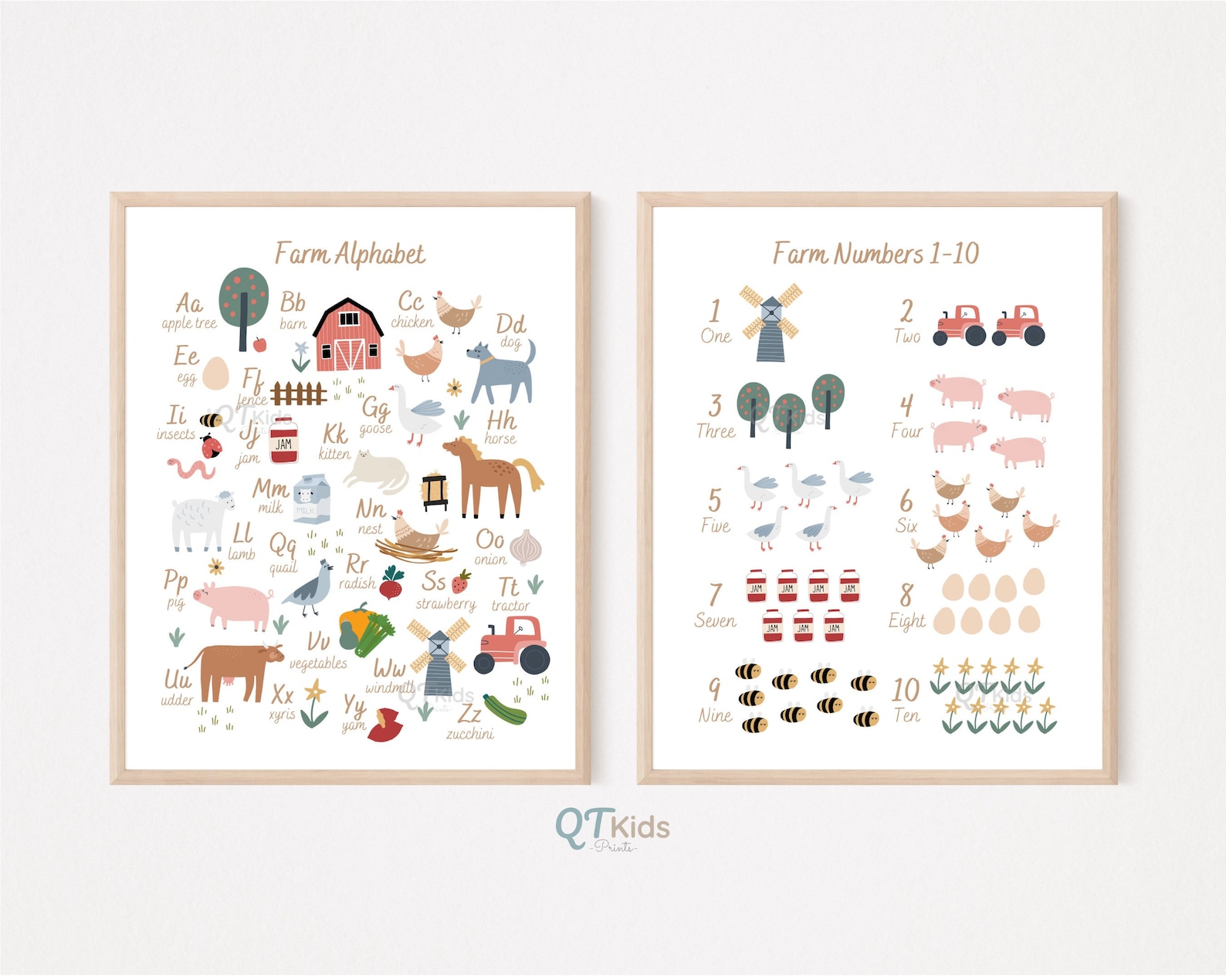 Farm Alphabet Numbers Prints, Farm Nursery Wall Art, Farm Kids Room ...