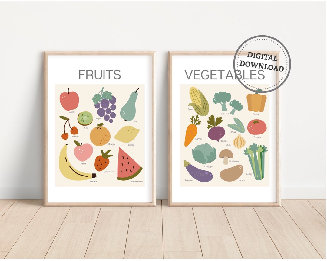 Fruits Vegetables Educational Prints, Classroom Printable, Learning ...