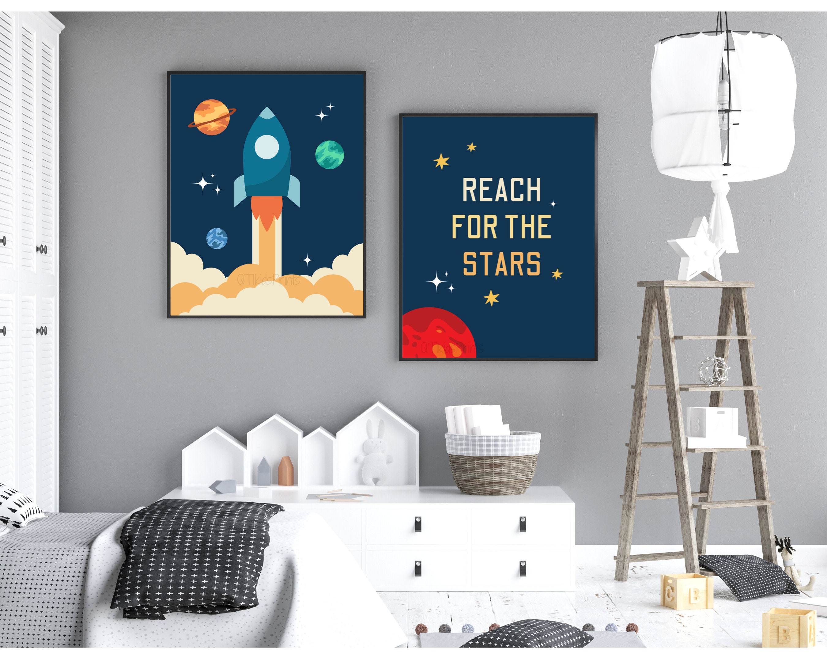 Space Rocket Printable Wall Art, Space Nursery Decor, Boy Room Space ...