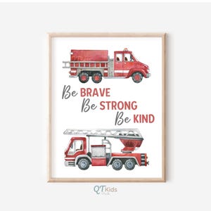 Fire Truck Nursery Prints, Firefighter Fire Engine Nursery Wall Art ...