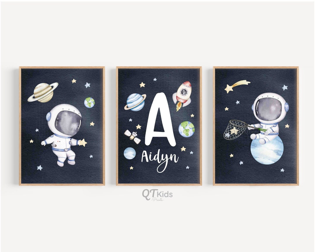 Personalized Space Nursery Prints, Outer Space Playroom Decor, Boy Room ...