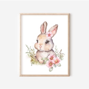 Bunny Rabbit Nursery Prints, in a Field of Roses She is a Wildflower ...