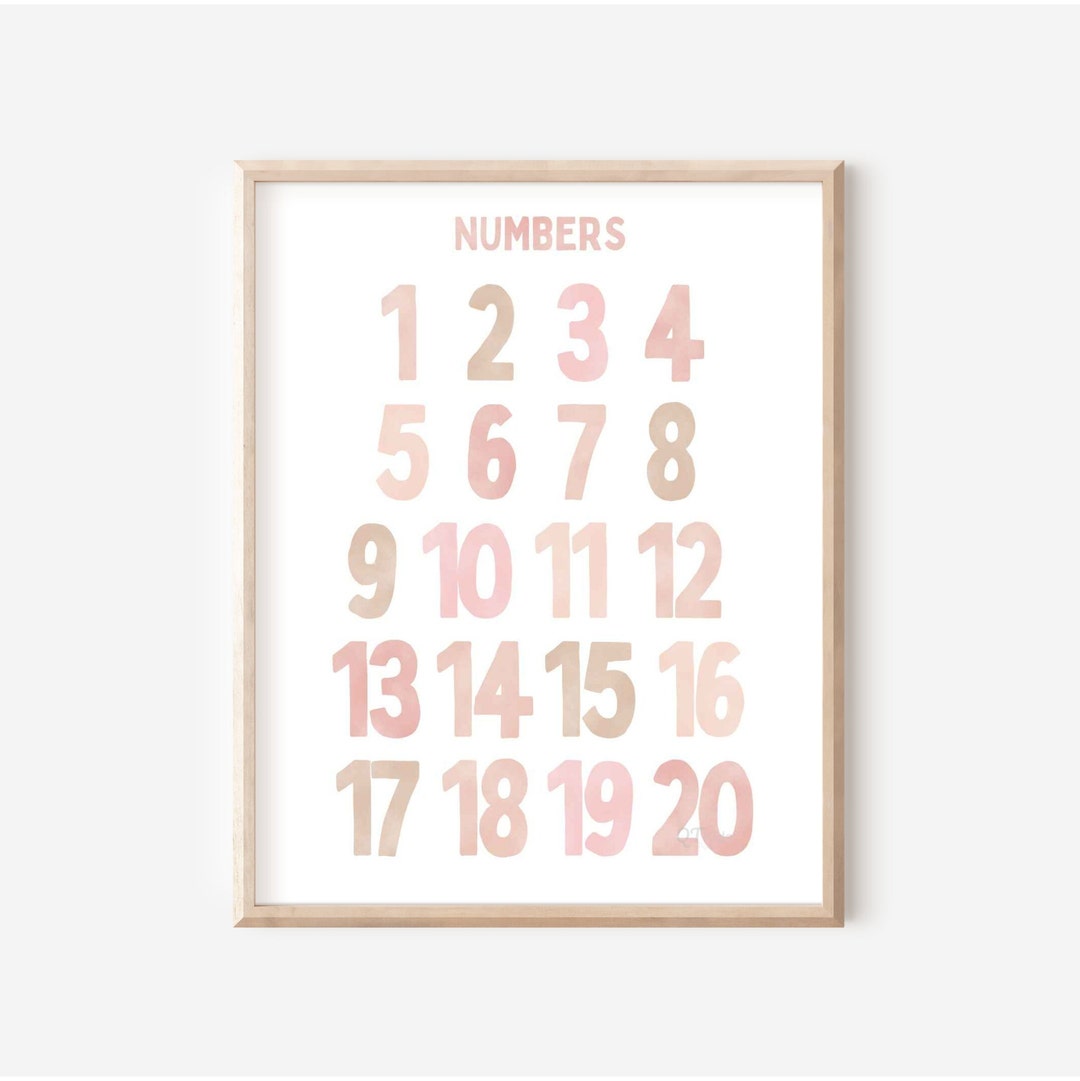 Educational Print, Numbers Poster, Girl Playroom Printable Wall Art ...