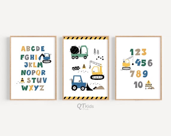 Construction Alphabet Number Posters Construction Vehicles - Etsy