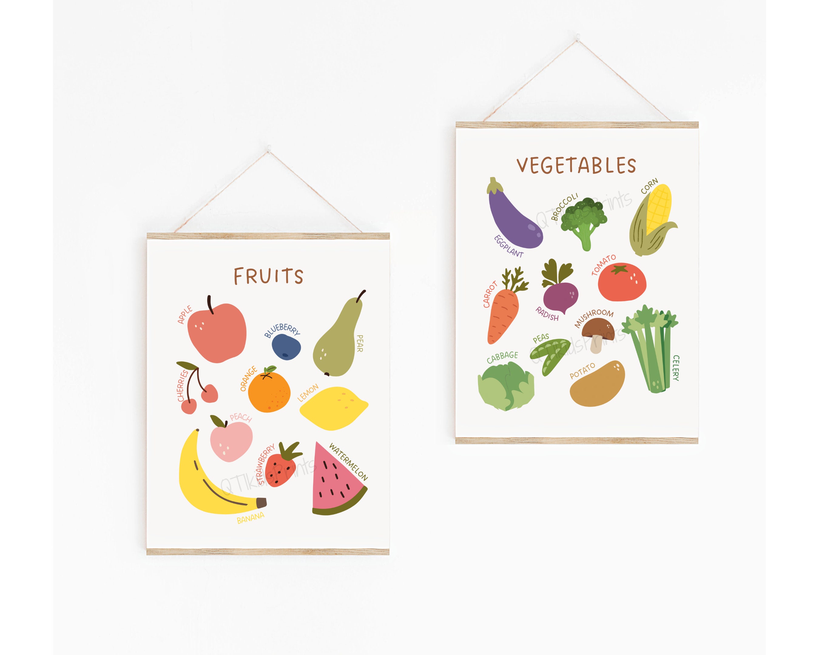 Fruits Vegetables Educational Prints, Classroom Printable, Learning ...