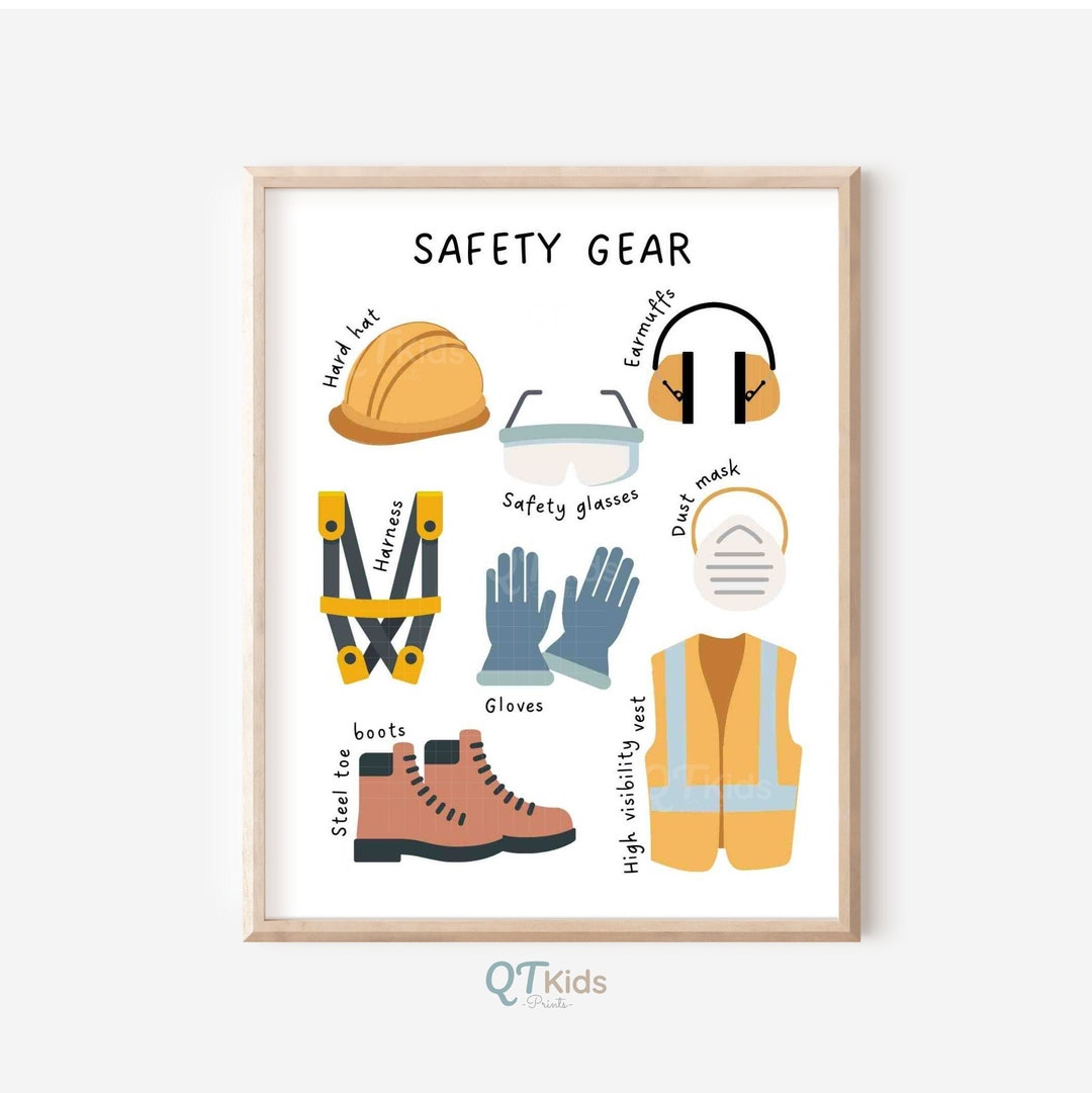 Construction Nursery Print, Toddler Boy Playroom Decor, Safety Gear ...