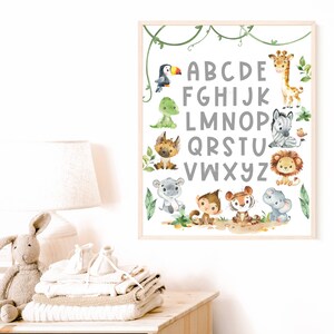 Safari Animal Alphabet Print, Safari Printable Wall Art, Gender Neutral ...
