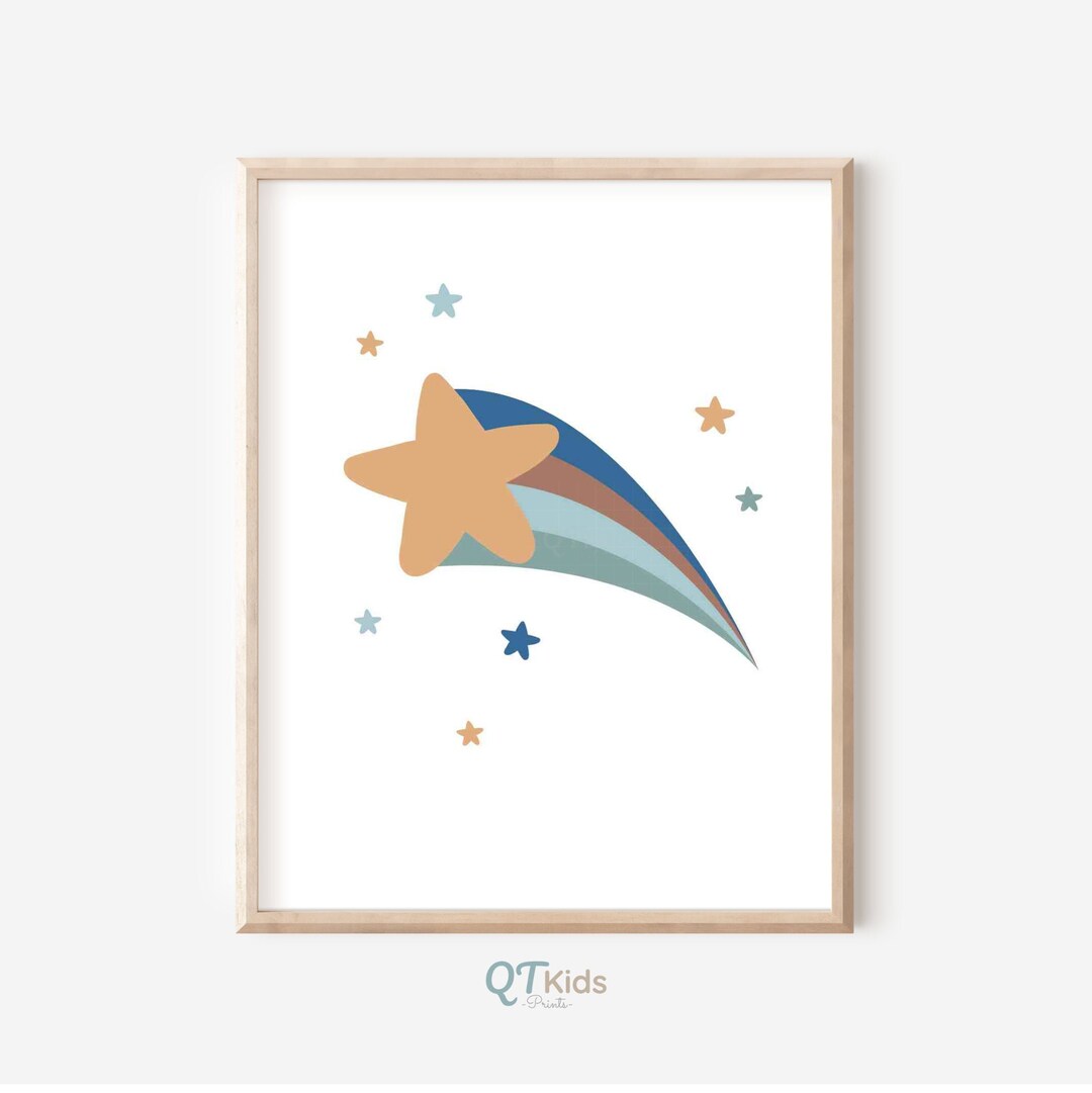 Shooting Star Print, Boy Room Printable Wall Art, Kids Playroom Decor ...