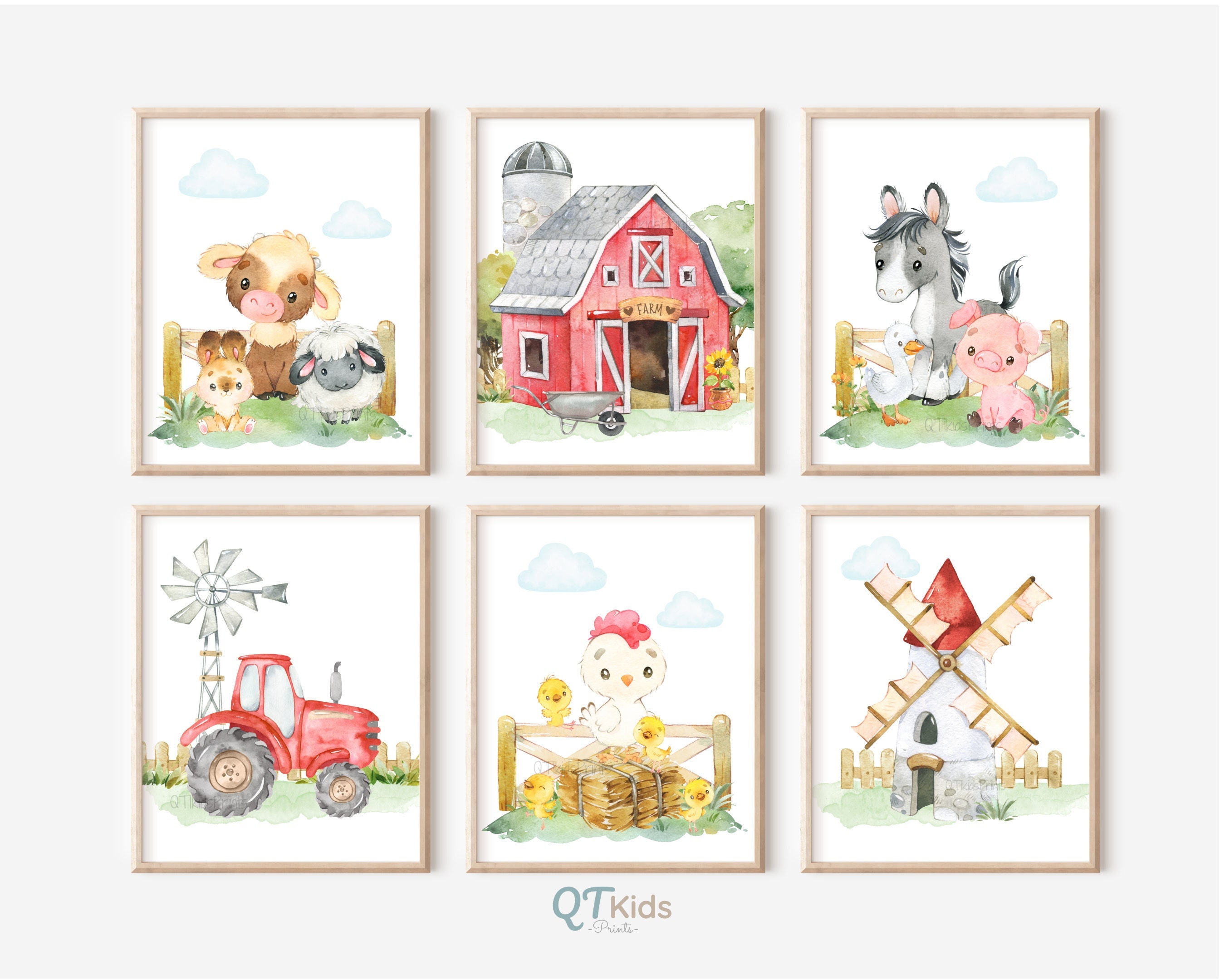 Farm Animal Prints, Farm Nursery Printable Wall Art, Farm Playroom ...