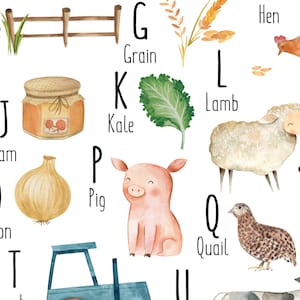 Farm Alphabet Print, ABC Poster, Pre-school Learning Posters, Farm ...