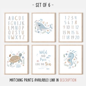 Nautical Ocean Animal Poster, Sea Turtle Nursery Print, Sea Animal Wall ...