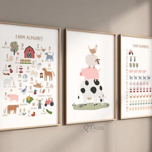 Farm Alphabet Numbers Prints, ABC Poster, Numbers 1-10, Pre-school ...