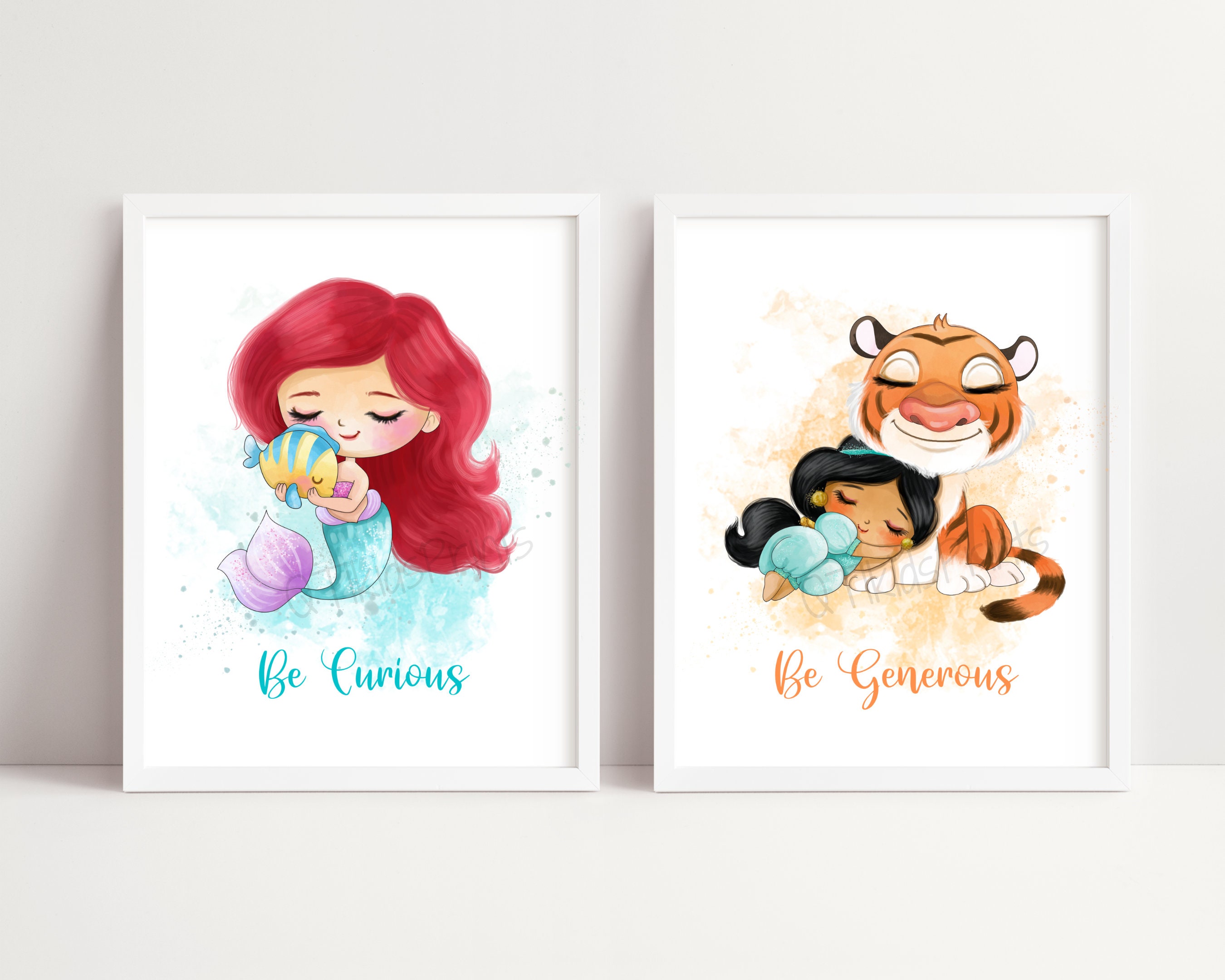Princess Print Set Girl Nursery Prints Princess Themed - Etsy