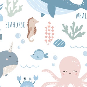 Sea Animals Print, Under the Sea Nursery Decor, Ocean Animals Printable ...