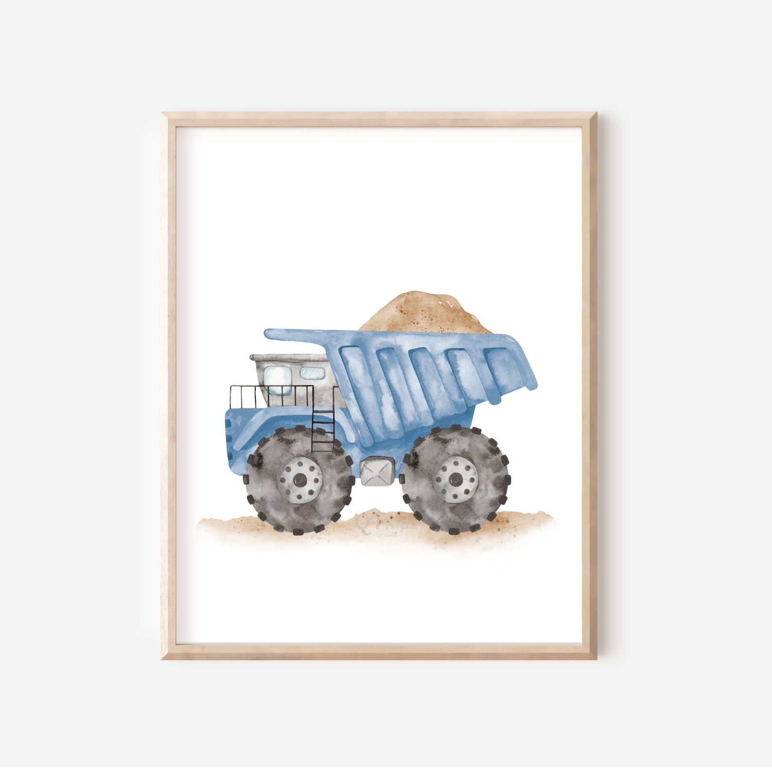 Watercolour Construction Trucks Prints, Construction Nursery Decor, Boy ...