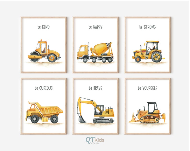 Construction Trucks Nursery Prints, Boy Room Construction Truck Wall ...