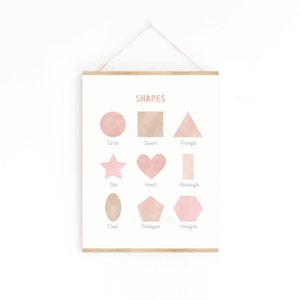 Shapes Poster, Educational Print, Girl Playroom Printable Wall Art ...
