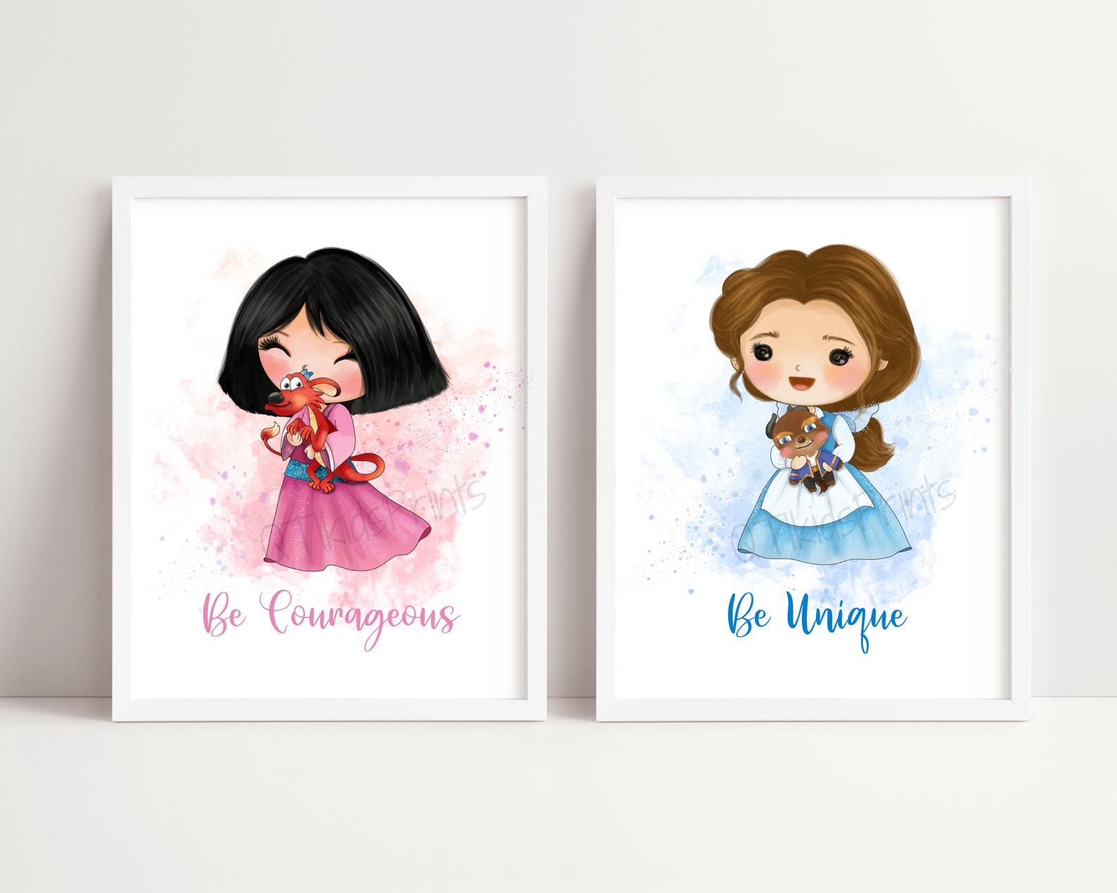 Princess Print Set, Girl Nursery Prints, Princess Themed Nursery ...