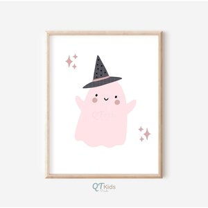 Pink Halloween Print Set of 6, Girl Room Halloween Decor, Ghost Black ...