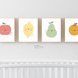 Fruit Nursery Wall Art, Cute Fruit Art Prints, Kids Playroom Wall Decor ...