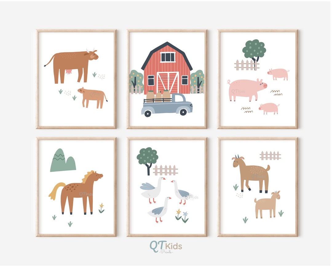 Farm Nursery Prints, Farm Animal Printable Wall Art, Kids Room Farm ...