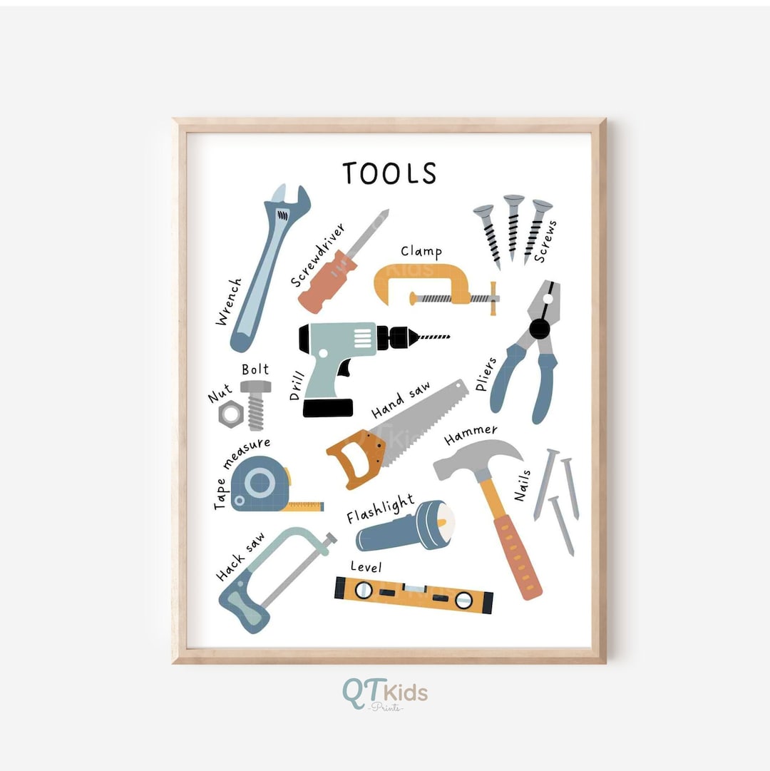 Construction Nursery Print, Toddler Boy Playroom Decor, Hand Tools ...