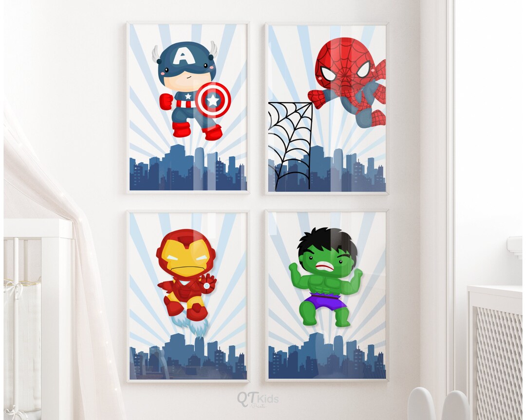 Superhero Prints, Boy Playroom Printable Wall Art, Superhero Wall Art ...