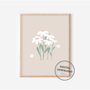 Boho Floral Wall Art, Girl Nursery Prints, White Pink Flower Posters ...