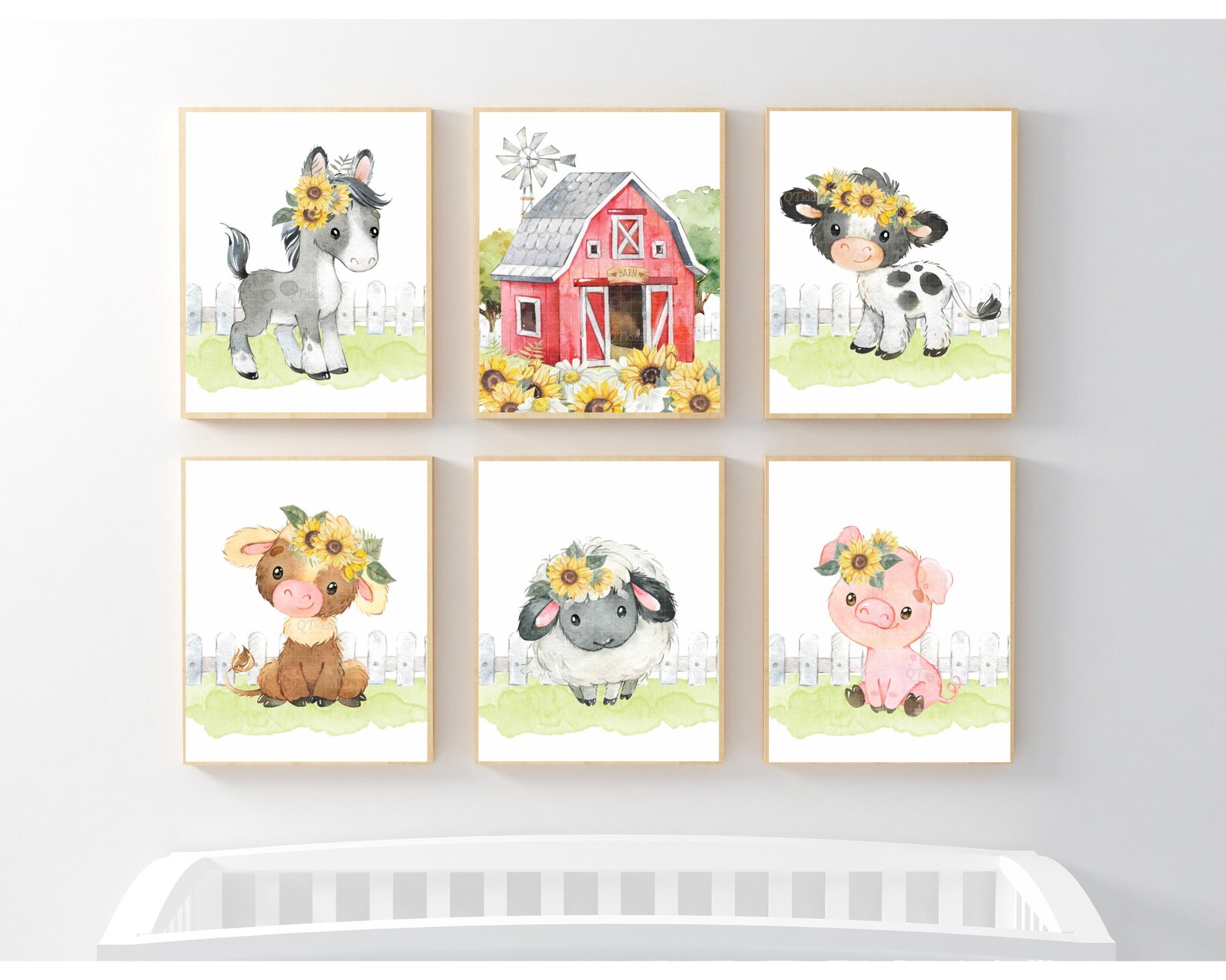 Farm Animal Prints, Sunflower Farm Nursery Printable Wall Art ...
