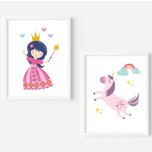 Princess ABC Prints, Girl Nursery Print Set of 6, Playroom Princess ...