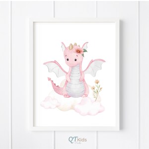 Pink Dragon Nursery Prints, Girl Nursery Prints, Girl Room Printable ...