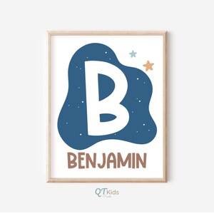 Personalized Space Prints, Set of 6 Custom Name Astronaut Posters, Boy ...