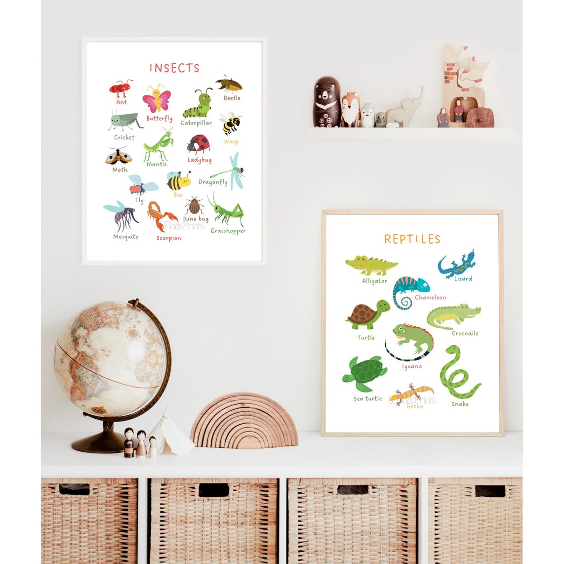 Insects Reptiles Prints, Kids Educational Poster, Classroom Poster ...