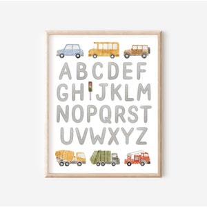 Transport ABC Prints, Trucks Cars Vehicles Printable Wall Art, Boy ...