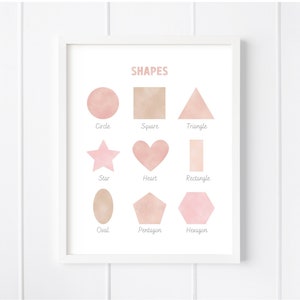 Shapes Poster, Educational Print, Girl Playroom Printable Wall Art ...