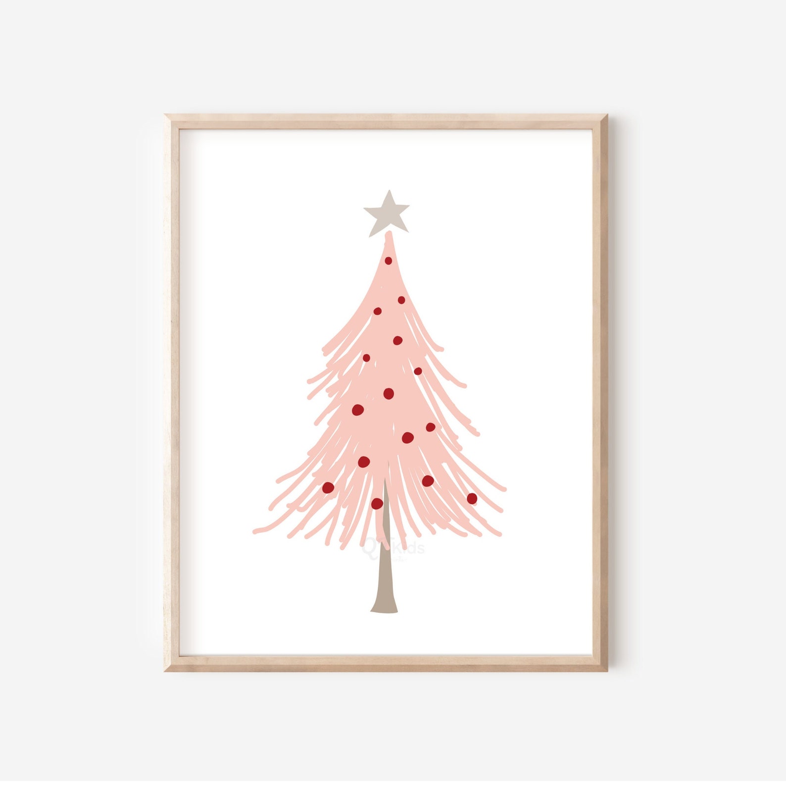 Pink Christmas Print Set of 6, Girl Room Xmas Decor, Merry & Bright ...