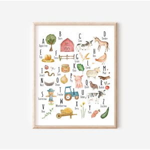 Farm Alphabet Numbers Prints, ABC Poster, Numbers 1-10, Pre-school ...