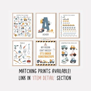 Construction Nursery Print, Personalized Construction Trucks Print ...