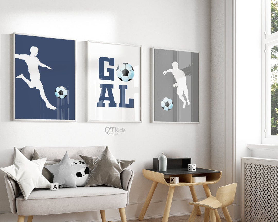 Soccer Goal Printable Wall Art, Boy Playroom Sports Print Set of 3 ...