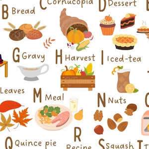 Thanksgiving ABC Alphabet Print, Alphabet Poster, Montessori Classroom ...