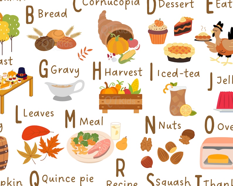Thanksgiving ABC Alphabet Print, Alphabet Poster, Montessori Classroom ...