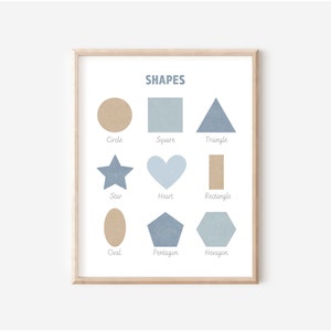 Alphabet Numbers Prints, Boy Playroom Wall Art, Watercolour ABC Shapes ...