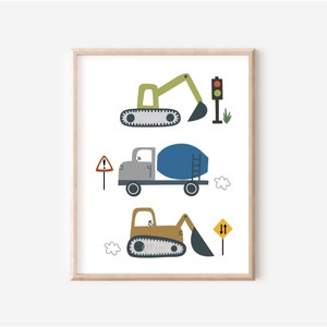 Construction Truck Alphabet Numbers Prints Set of 6, Boy Room Printable ...