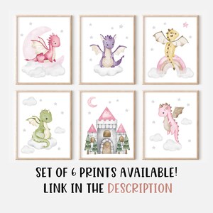 Girl Dragon Nursery Prints, Girl Nursery Prints, Playroom, Printable ...