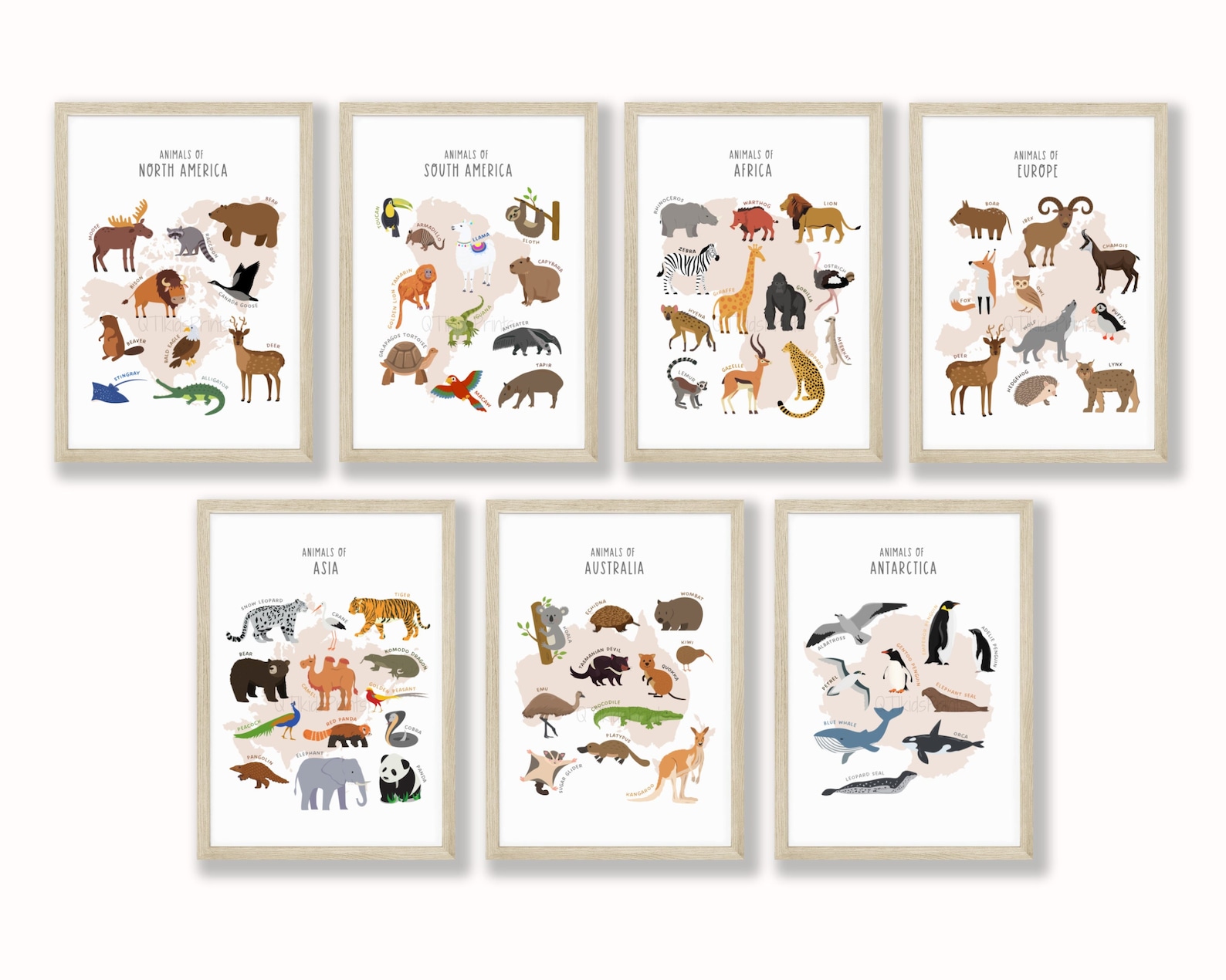 Animals of the World Prints Set of 7 Educational Printable - Etsy